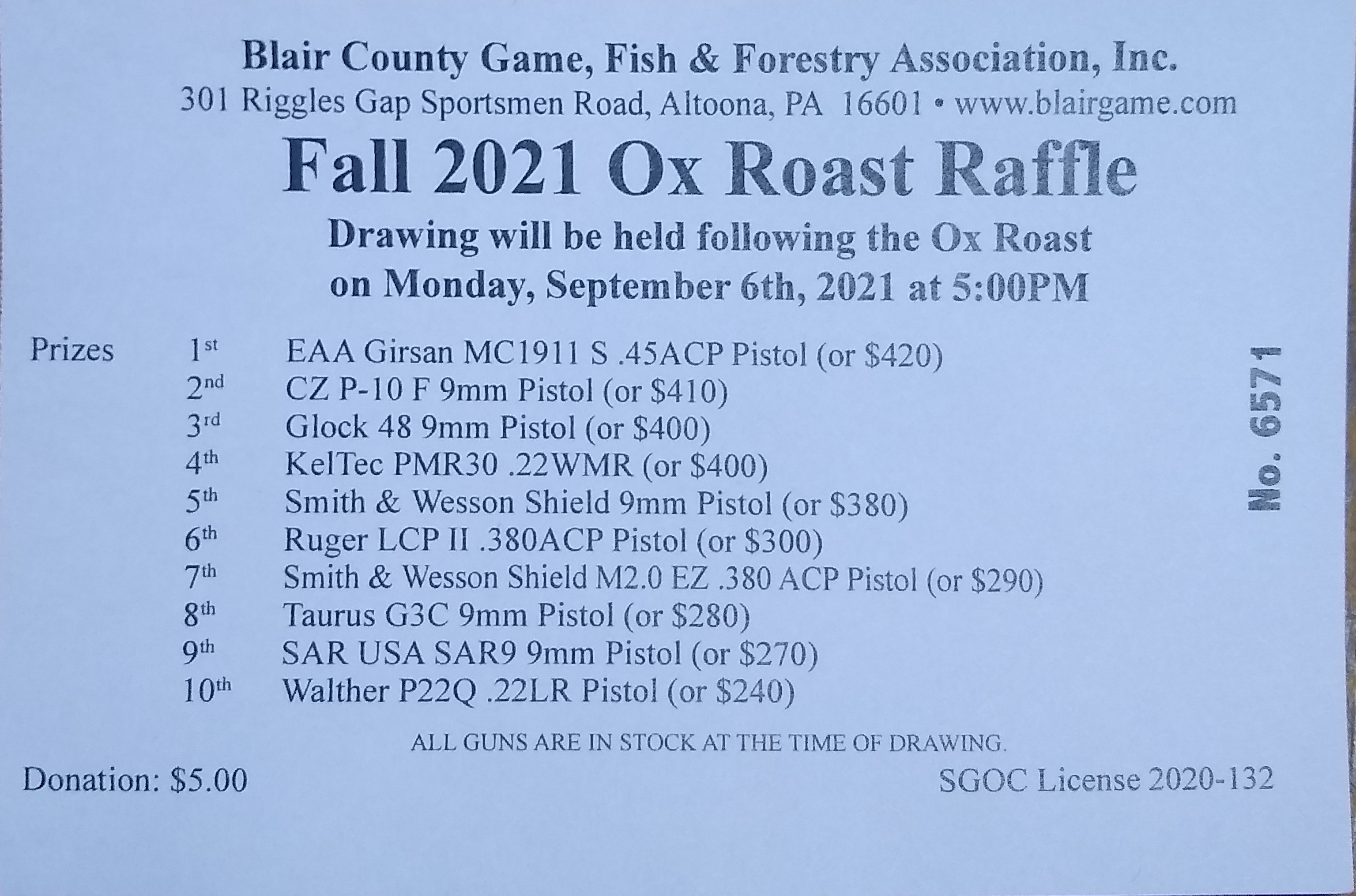 2021 Fall Gun Raffle Winners – Blair County Game