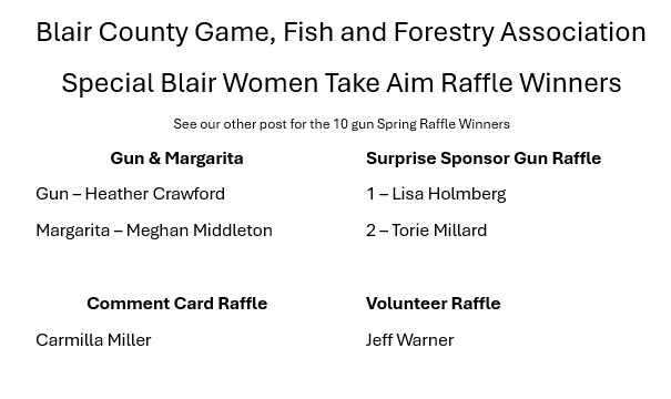 Blair Women Take Aim Raffle Winners – Blair County Game