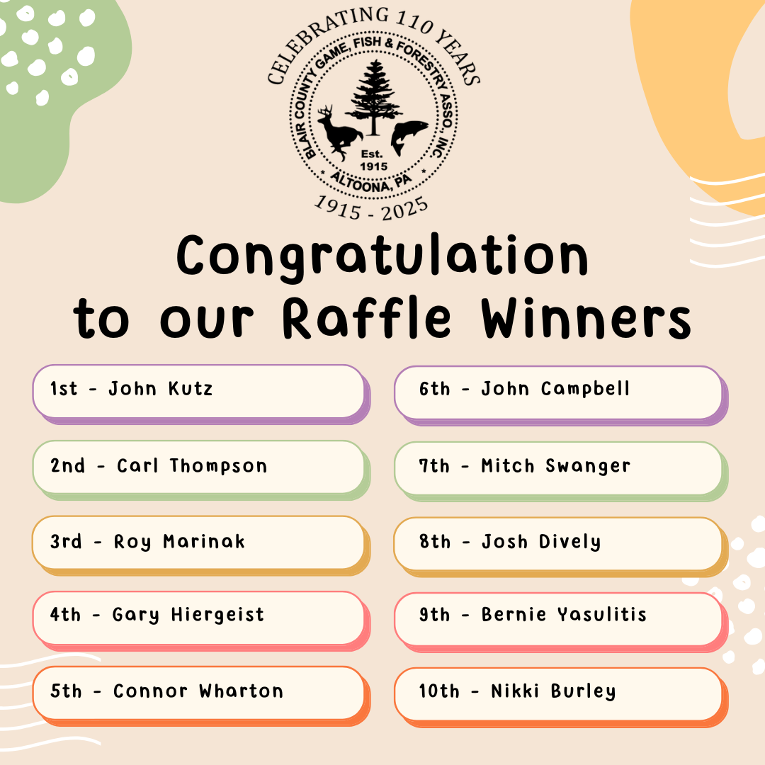 2025 Spring Raffle Winners – Blair County Game